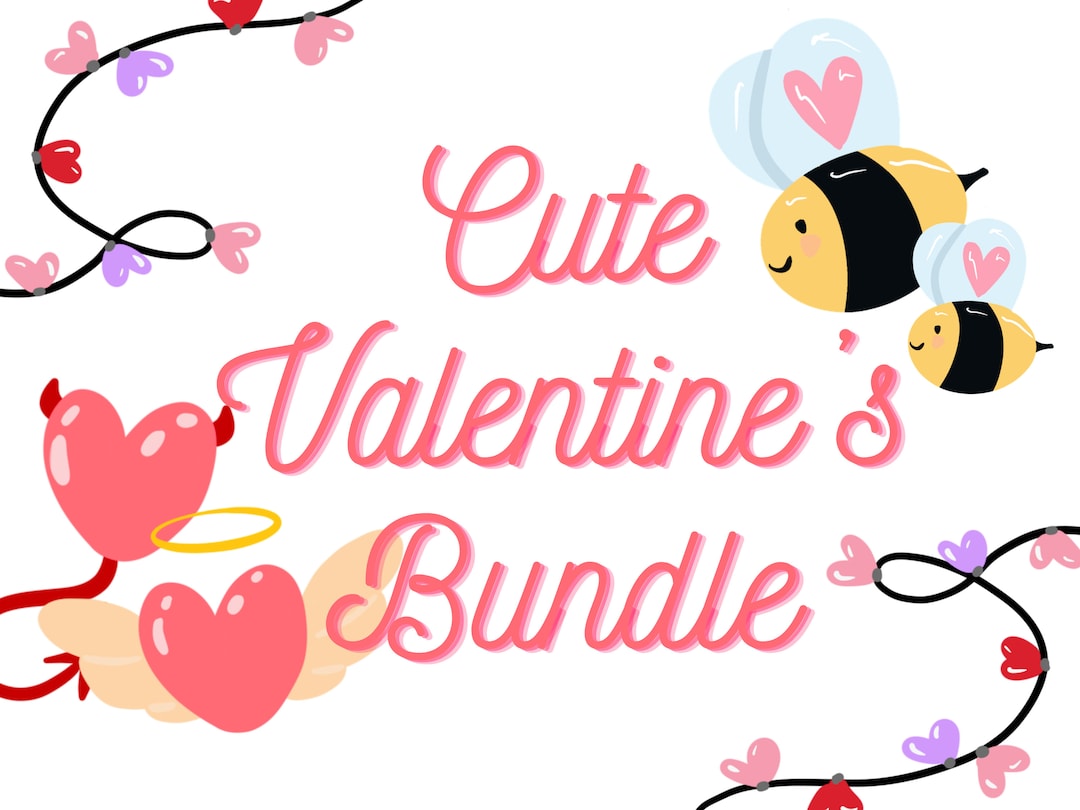 6 Cute Valentine Clipart Bundle, Valentines Day Pngs, Hearts, Couples ...