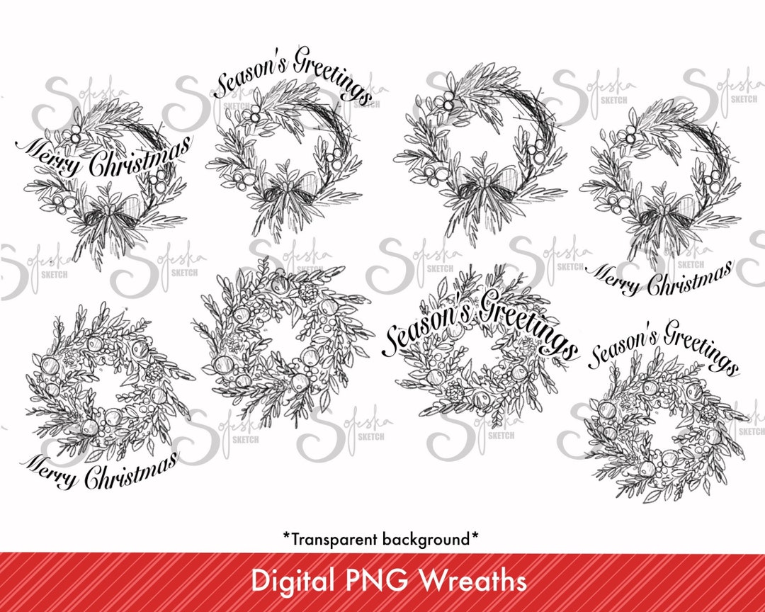 Christmas Wreaths Clipart Bundle PNG, Digital Download, Transparent ...