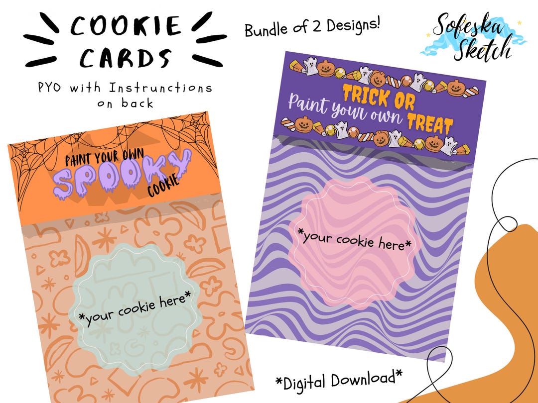Instant Download Halloween Paint Your Own Cookie Bag Topper Printable ...