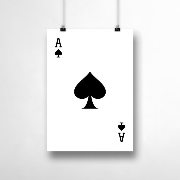 Ace of Spades Playing Card Black | Print Ready Poster - Etsy