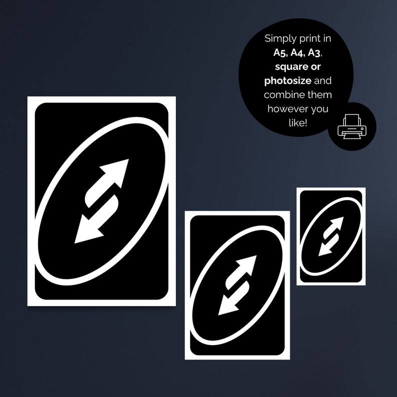 UNO Reverse Black Card Print Ready Poster Design Digital Art Instant ...