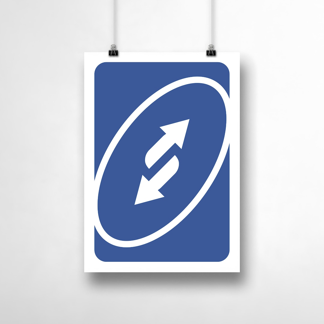 UNO Reverse Blue Card Print-ready Poster Design Digital Art Instant ...