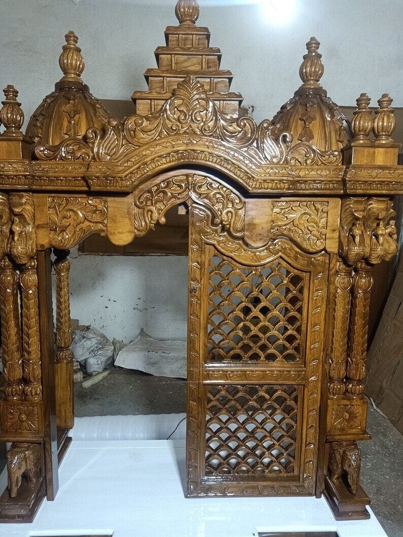 72'' Large Wooden Temple Hand Carved Solid Teak Wood - Etsy