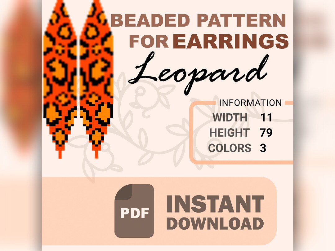 PDF Pattern for Earrings "leopard", Pattern for Earrings, Template for ...