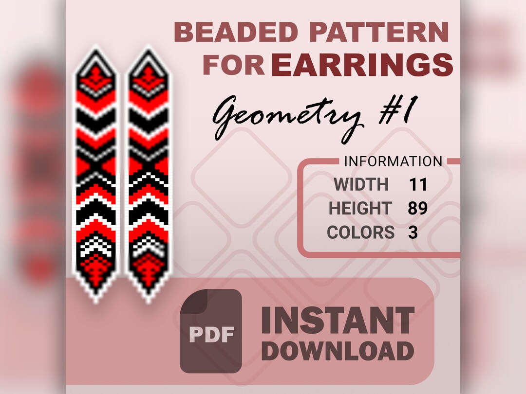 PDF Pattern for Earrings "geometry #1", Pattern for Earrings, Template ...