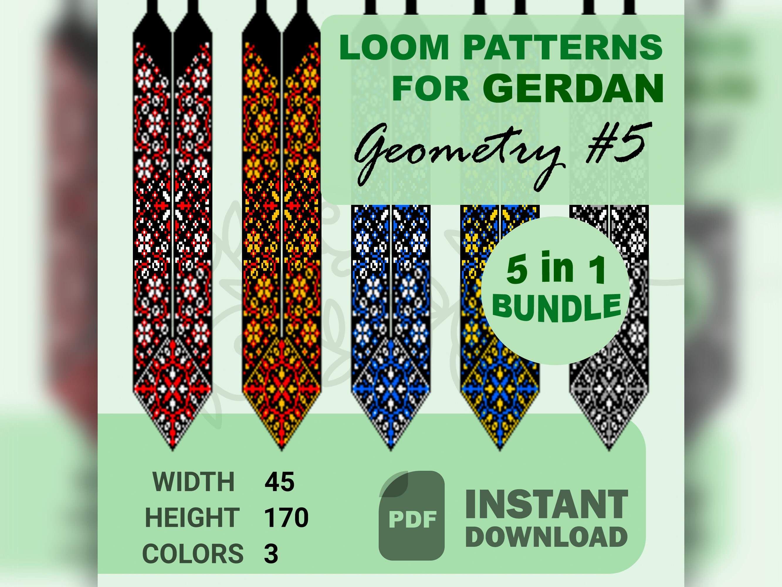 PDF Patterns Bundle of Gerdan geometry 5, Pattern for Gerdan, Template for Beaded Necklace ...
