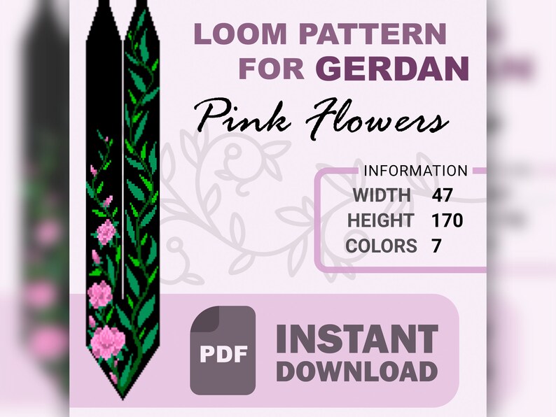 PDF Pattern of Gerdan "pink Flowers", Pattern for Gerdan, Template for ...