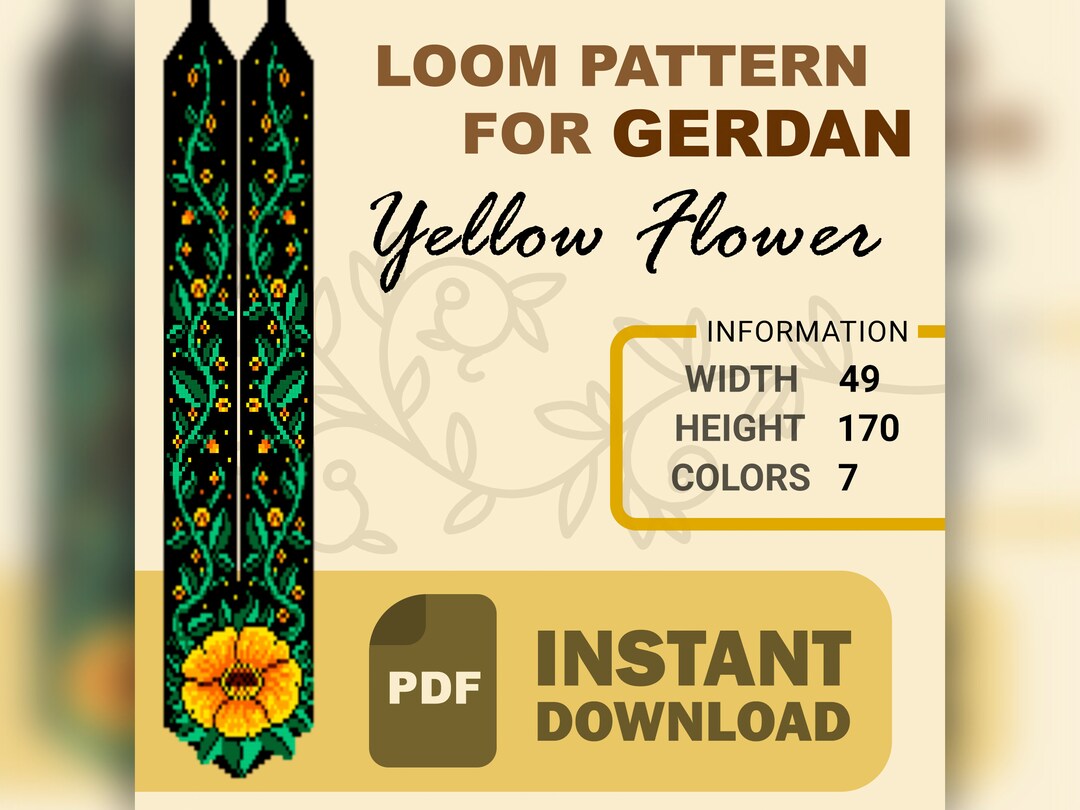 PDF Pattern of Gerdan "yellow Flower", Pattern for Gerdan, Template for ...