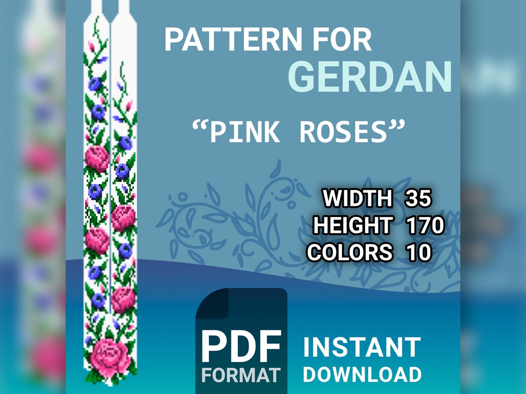 PDF Gerdan Pattern From Beads, Bead Necklace Pattern "pink Roses ...