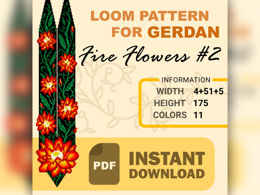 PDF Pattern of Gerdan "fire Flowers #2", Pattern for Gerdan, Template ...