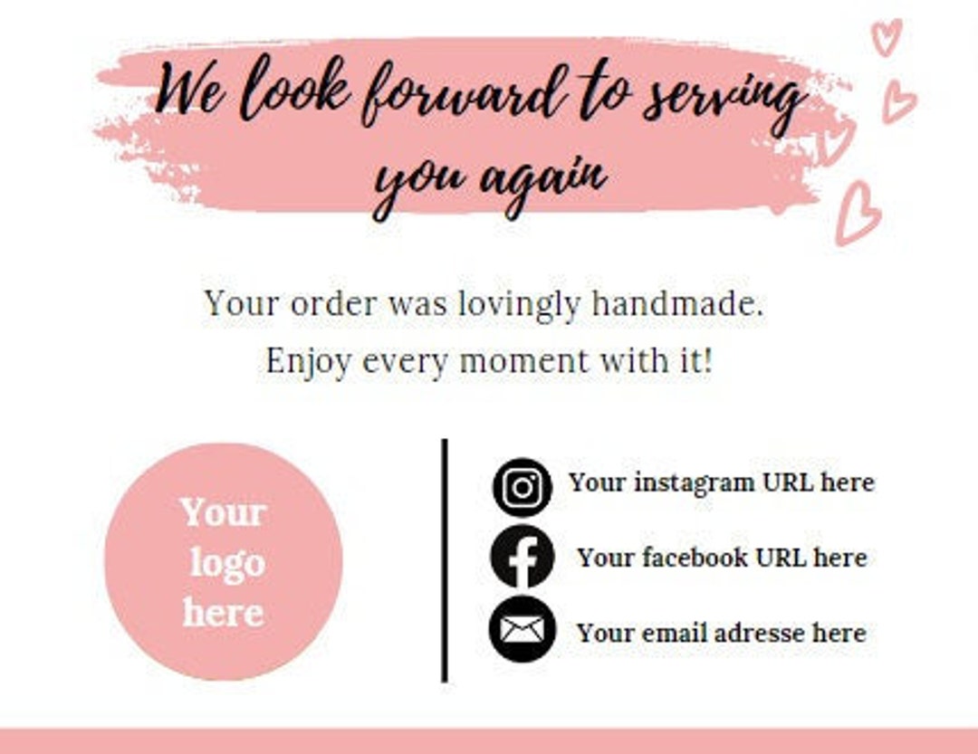 Editable Small Business Thank You Card Template - Thanks for Your ...