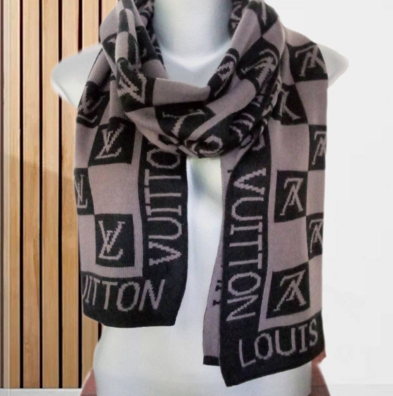 Vintage Monogram Grey Black LV Scarf - Etsy