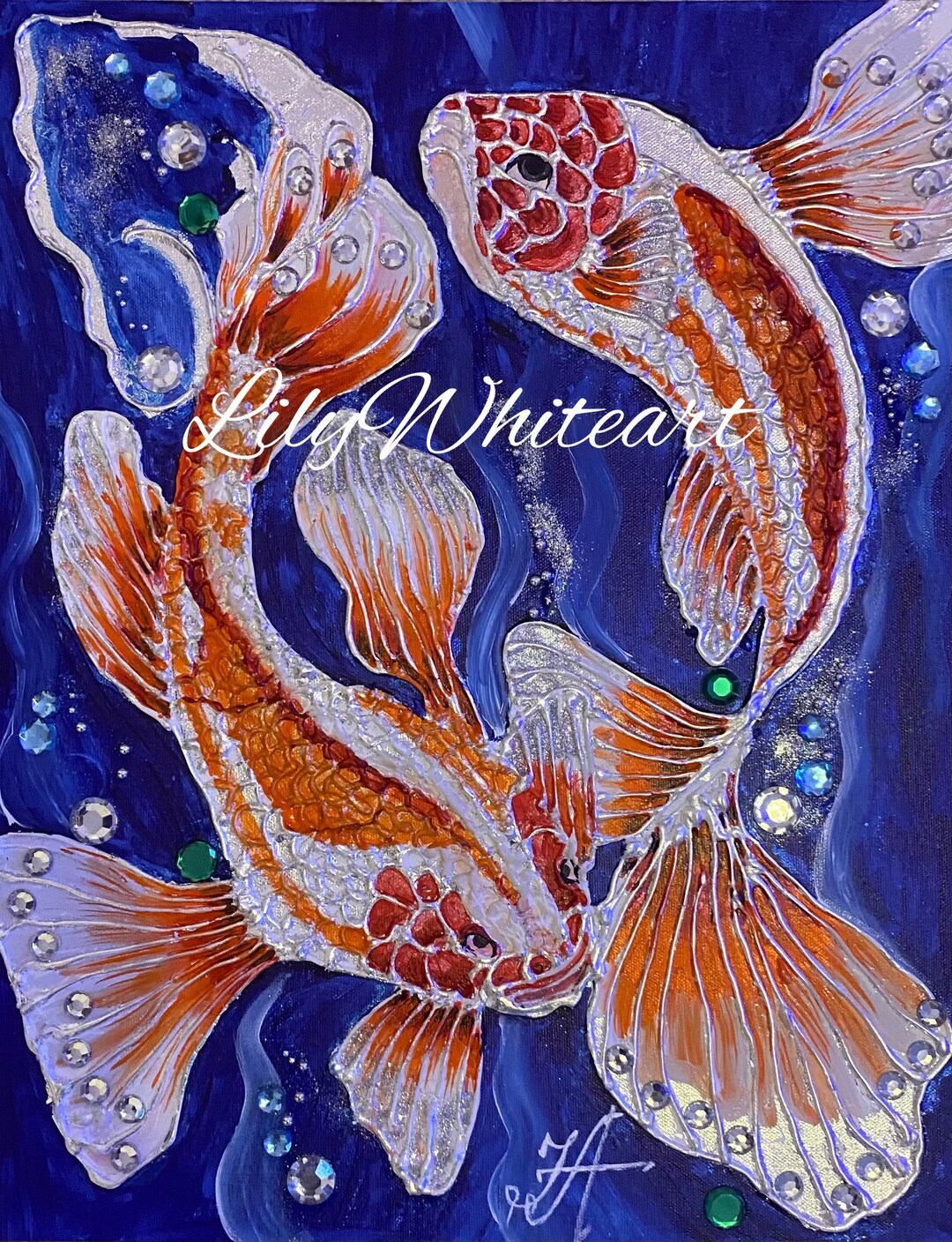3D Textured Acrylic Koi Fish Painting on Canvas Panel - Etsy