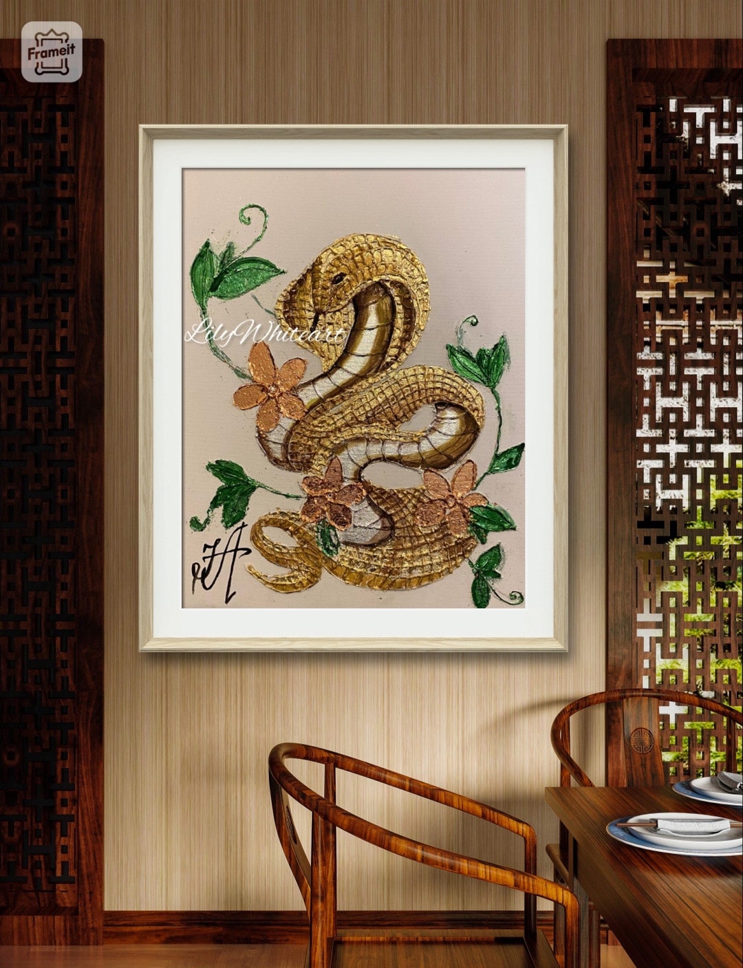 3D Textured Acrylic Cobra Snake Painting on Canvas Panel - Etsy