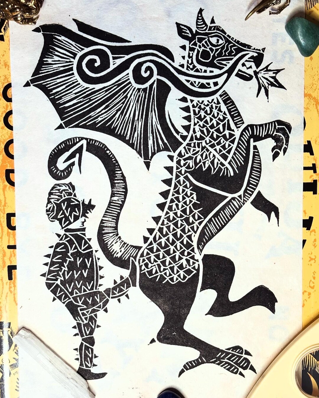 Dragon of Wantley A4 Print, Fantasy, Sheffield, Peak District, Medieval ...