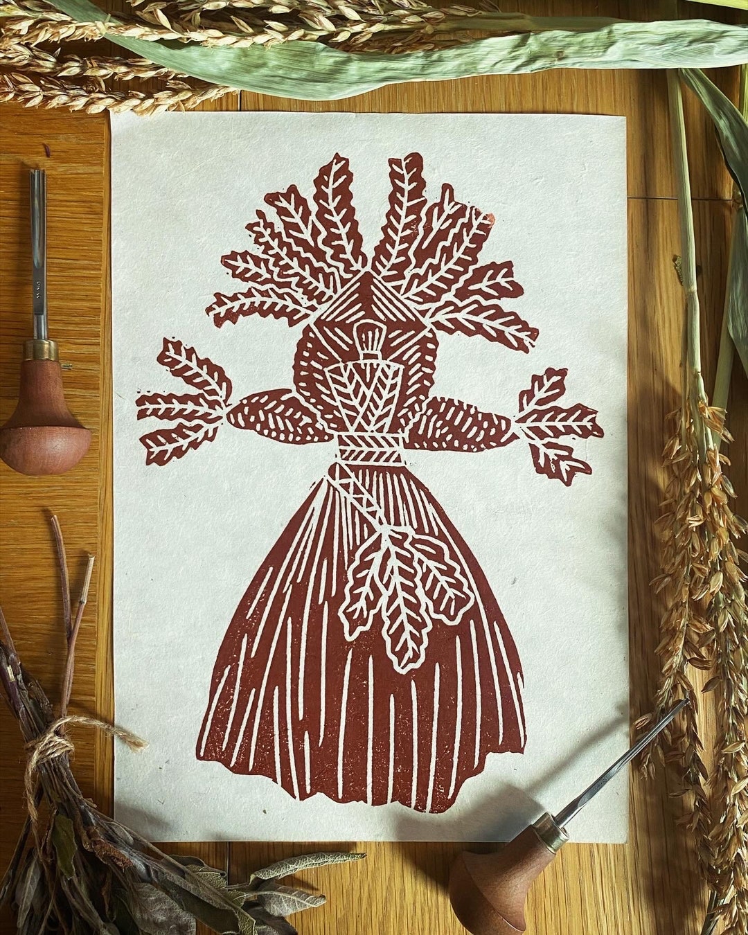 Corn Doll A4 Lino Print Folklore, Folk Horror - Etsy