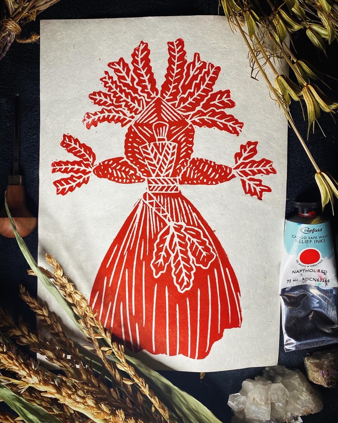Corn Doll A4 Lino Print Folklore, Folk Horror - Etsy