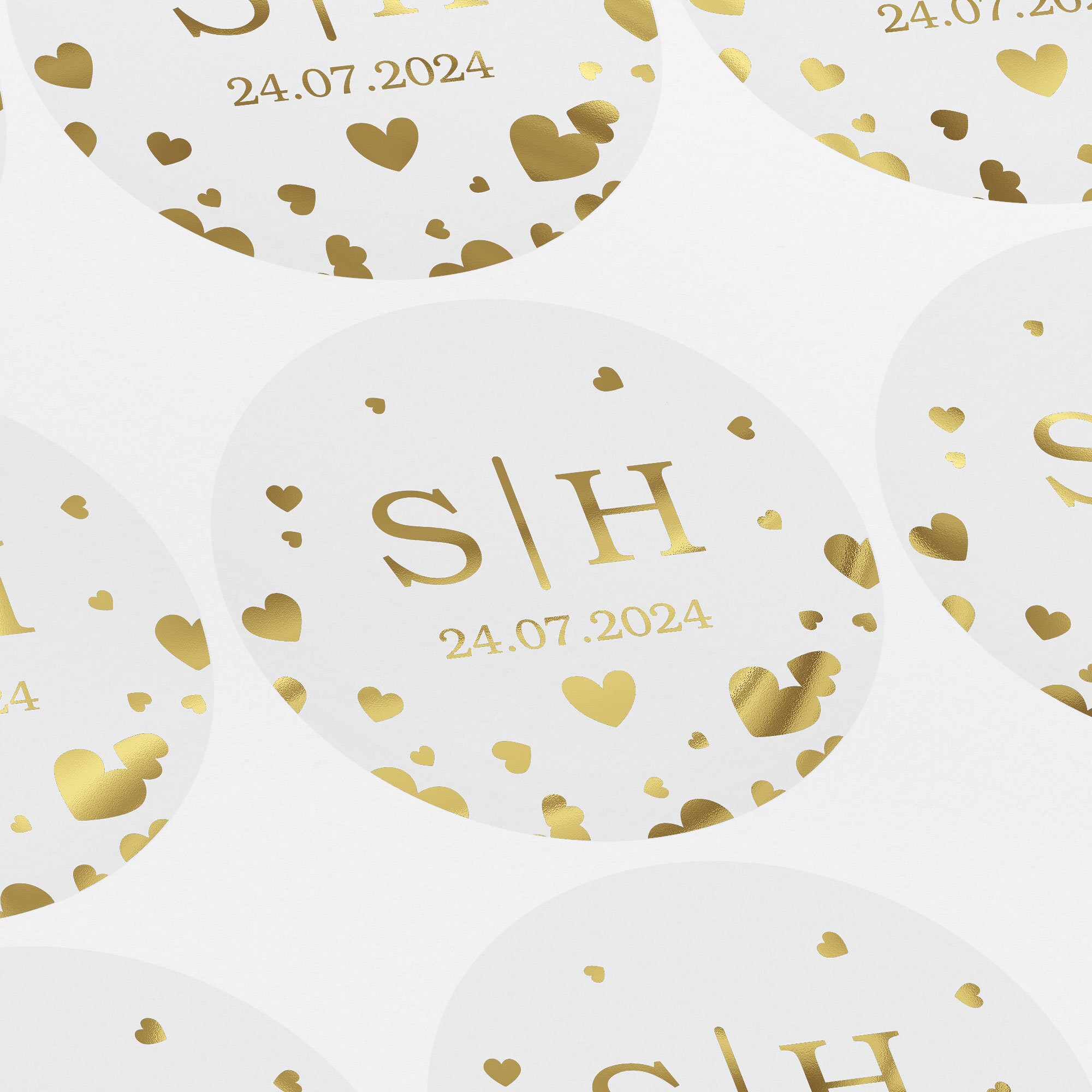 Rose Gold Heart Stickers, Gold Initial Label, Silver Envelope Seal ...