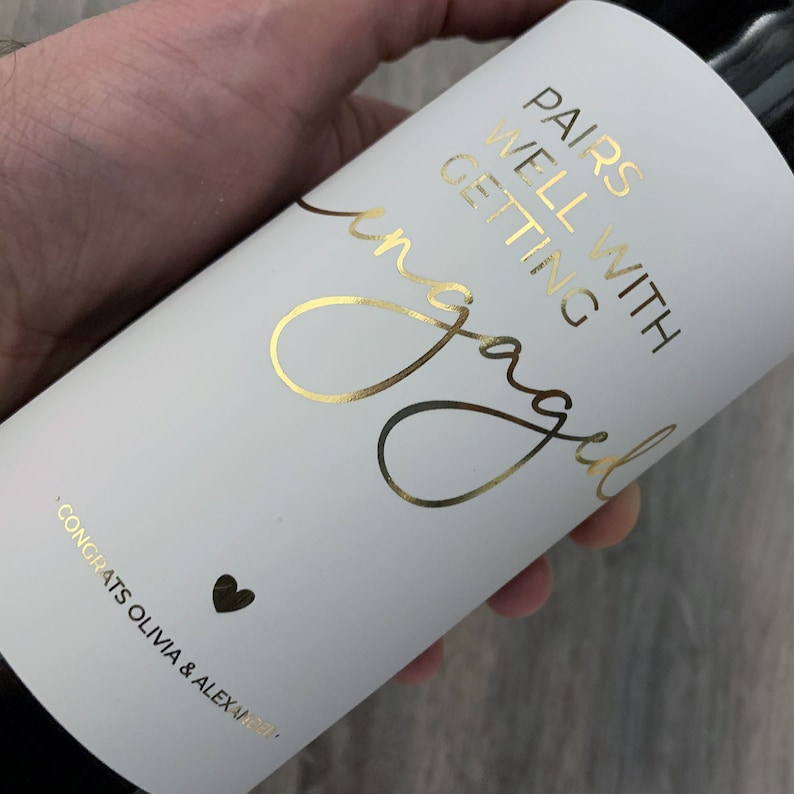 Custom Engagement Wine Label, Metallic Foil, Personalized Gift - Etsy