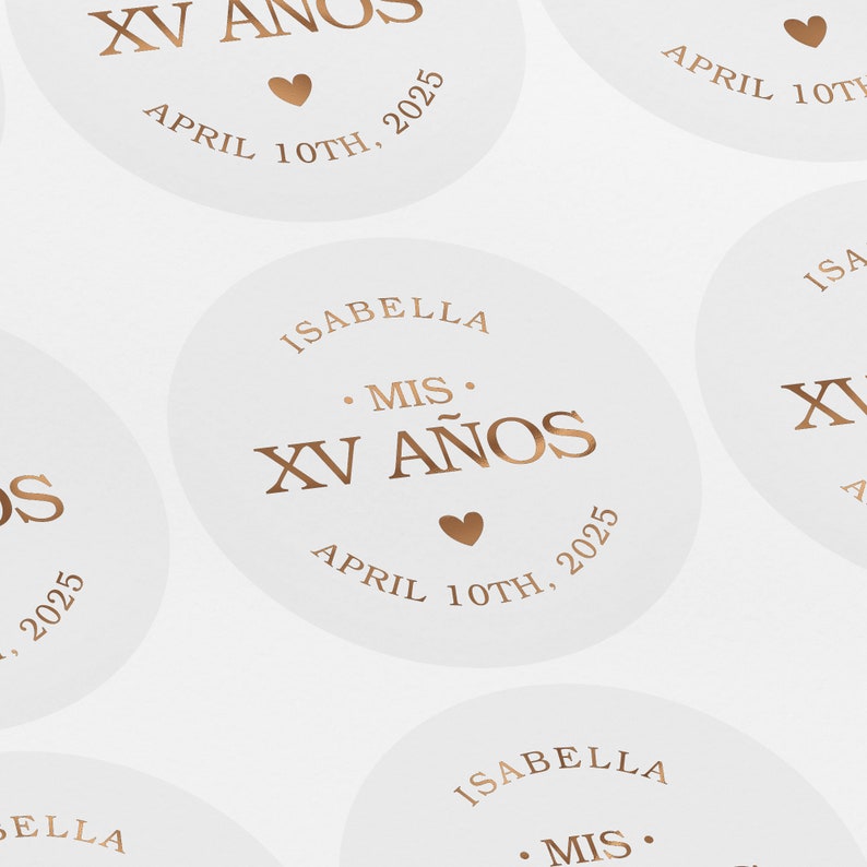 Personalized Quinceañera Stickers, Mis XV Años, Foiled Invitation Seals ...
