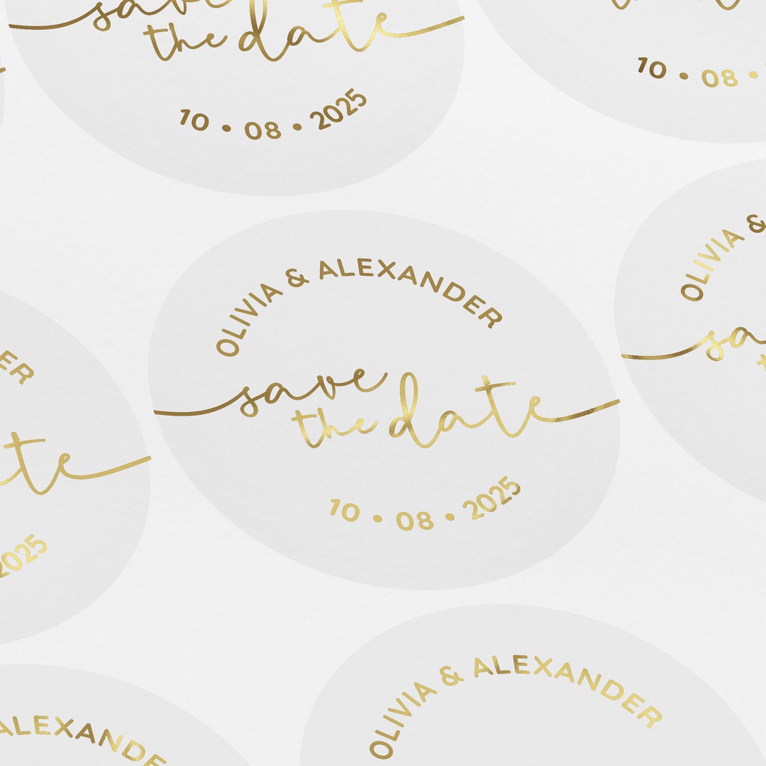 Custom Foil Save the Date Stickers, Personalized Envelope Seals - Etsy