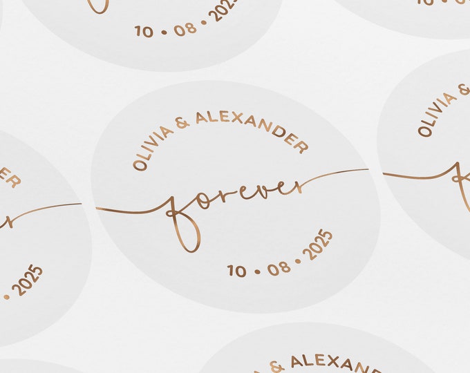 Monogram Wedding Stickers, Floral Wreath Foiled Sticker, Floral Wedding ...