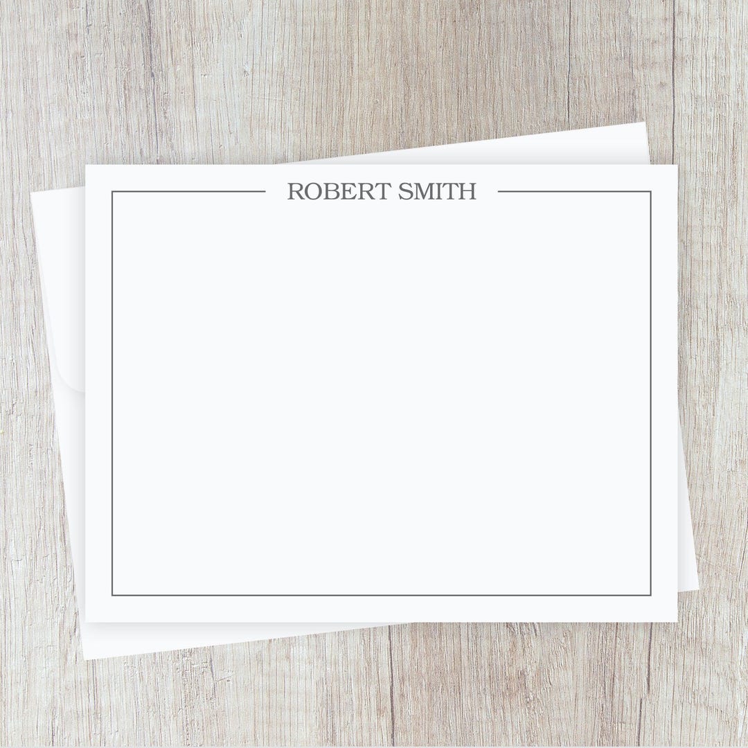 Personalized Border Stationery, Custom Flat Notecard Set, Flat Note ...