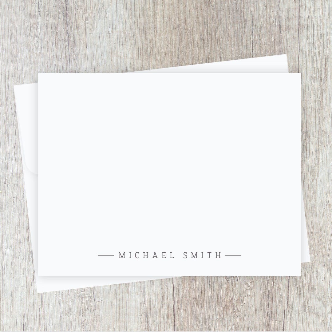 Modern Note Card, Personalized Stationery Cards Set, Flat Notecards ...