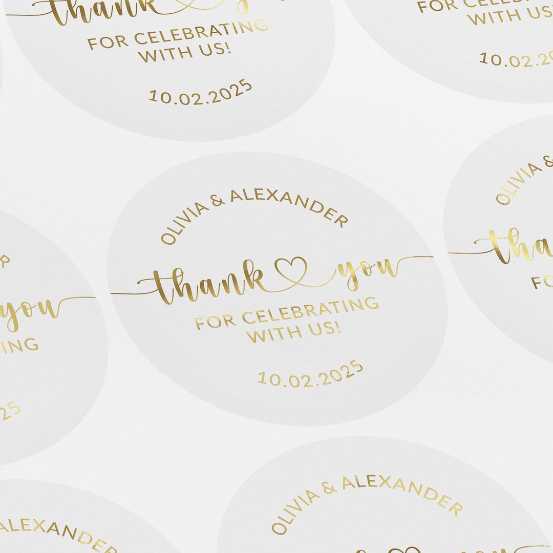 Thank You for Celebrating With Us Sticker, Thank You Wedding Favour ...