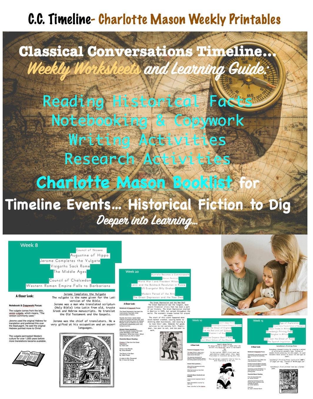 Classical Conversation Timeline Worksheets & Charlotte Mason Booklist ...