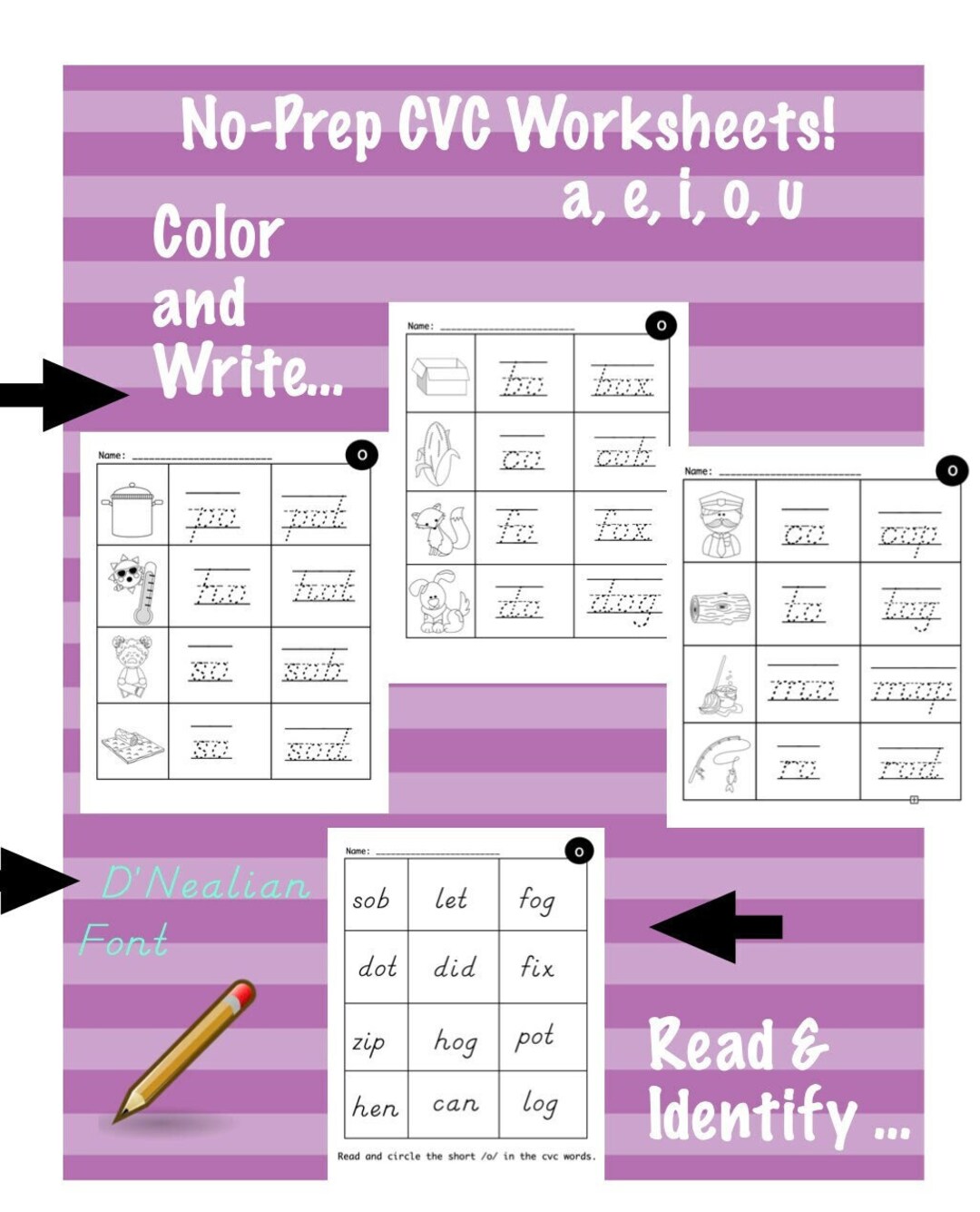 Kindergarten CVC Phonics Worksheets - Etsy