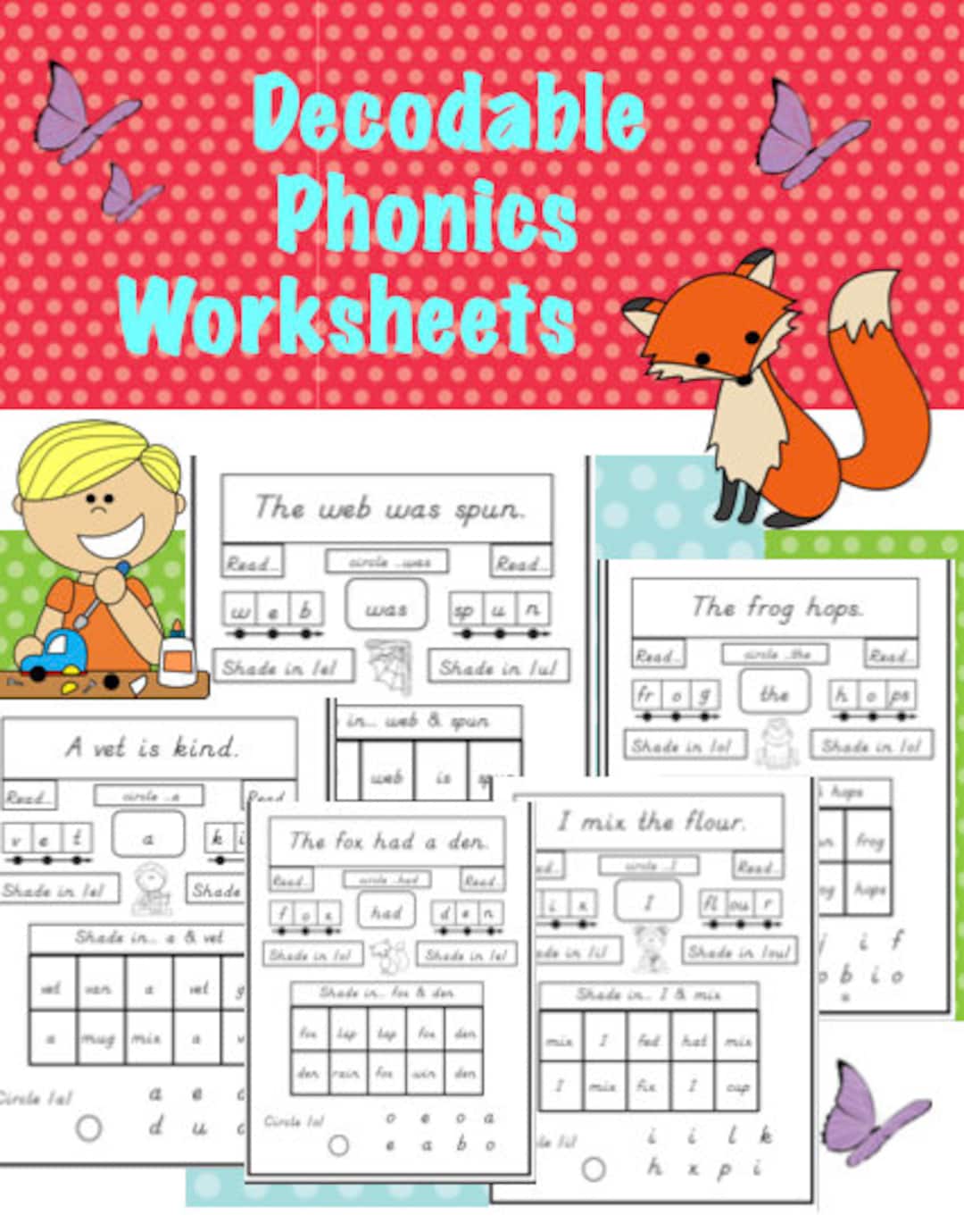 Decoding Worksheets for First Grade Phonics - Etsy