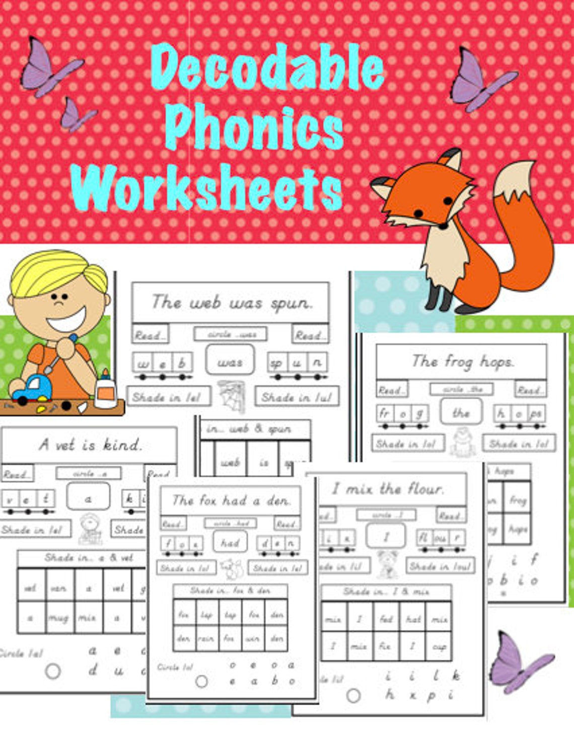 Decoding Worksheets for First Grade Phonics - Etsy