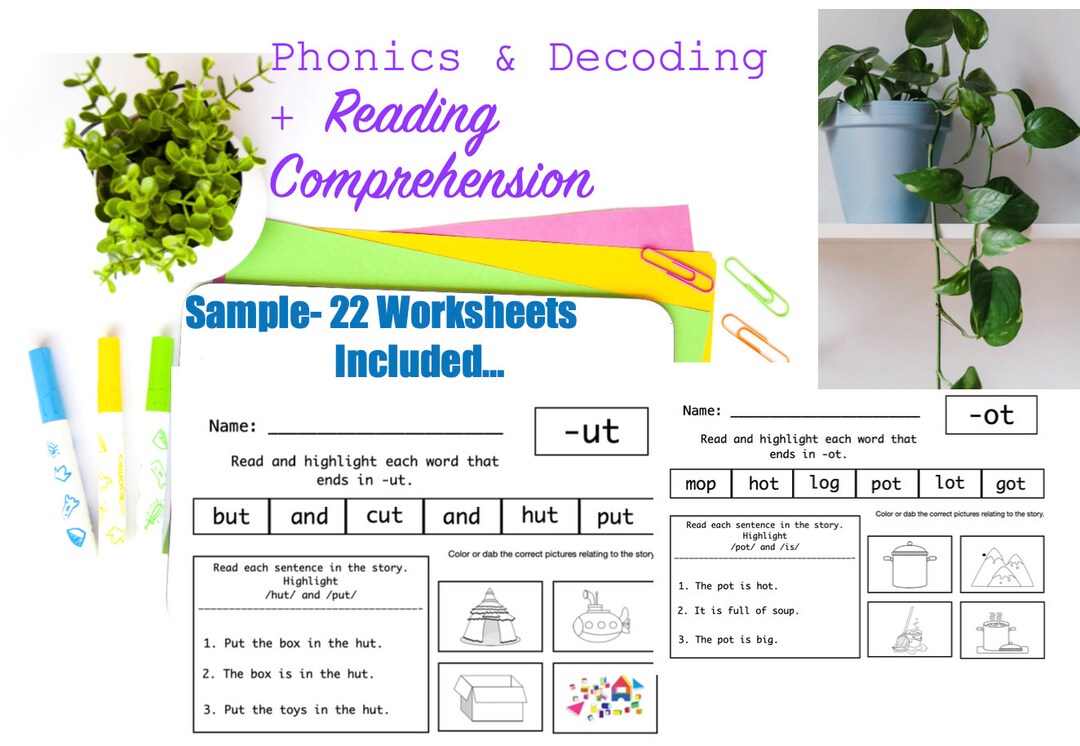 Phonics, Decoding, and Reading Comprehension Worksheets - Etsy