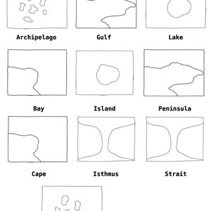 Montessori Landforms Chart and Extension Worksheet - Etsy