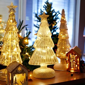 LED Glowing Crystal Christmas Tree Ornaments Christmas Luminous Night ...