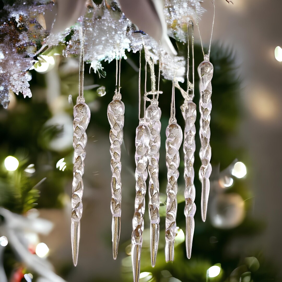 10 Pcs Christmas Tree Hanging Ice Ornaments for Winter Party and New ...