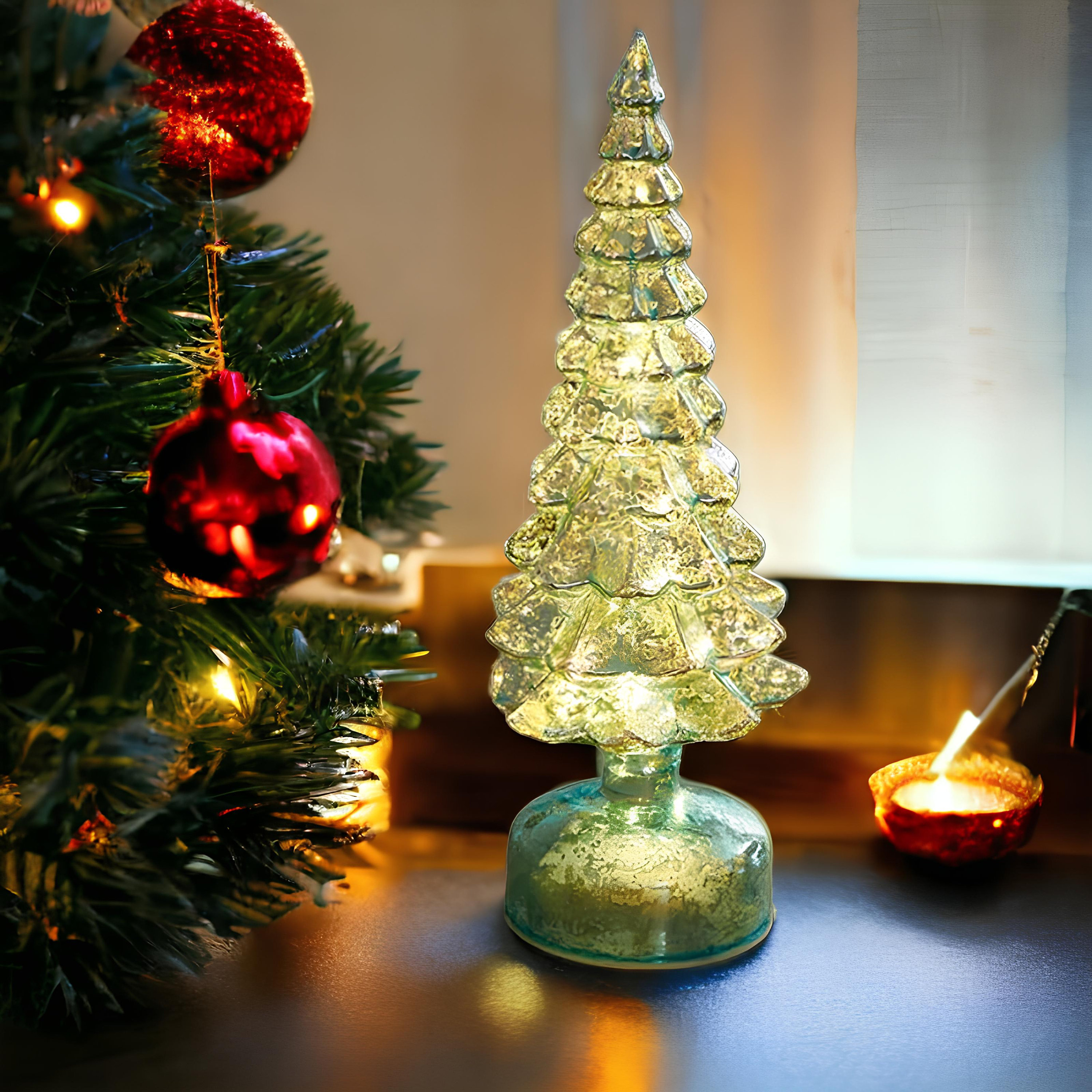 LED Glowing Crystal Christmas Tree Ornaments Christmas Luminous Night ...