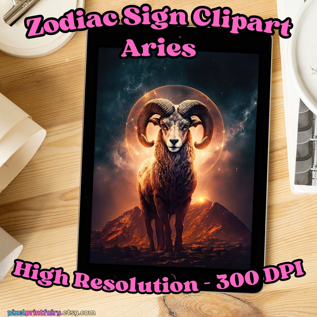 ARIES Zodiac Sign Clipart Fire Sign JPG Download Transfer to Any Item ...