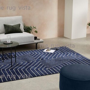 Hand Tufted Rug Multi Designer Blue Colored Rudzi Abstract 5x8 6x9 7x10 ...