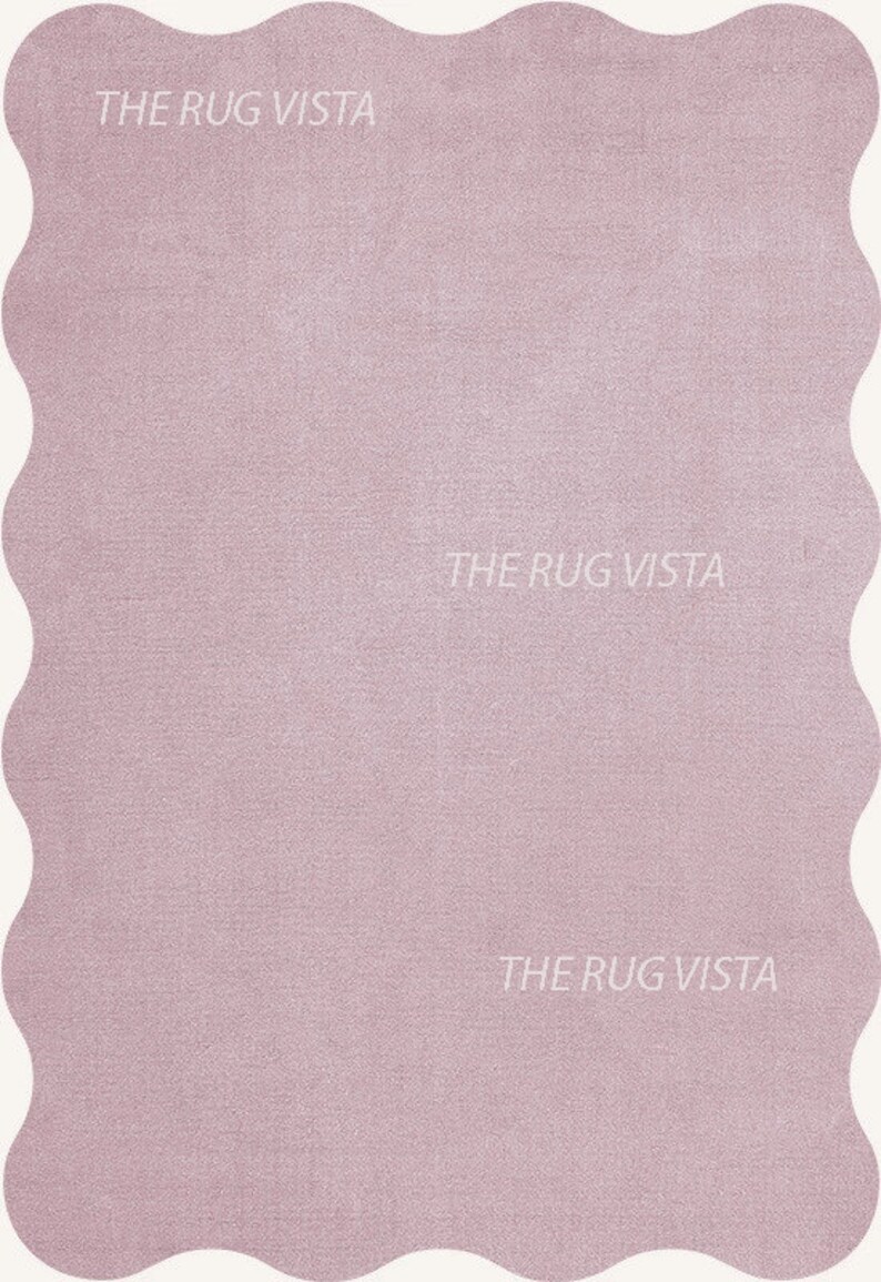 Hand Tufted Rug Scalloped Rug Solid Colored Pink Lavender Rug Irregular ...
