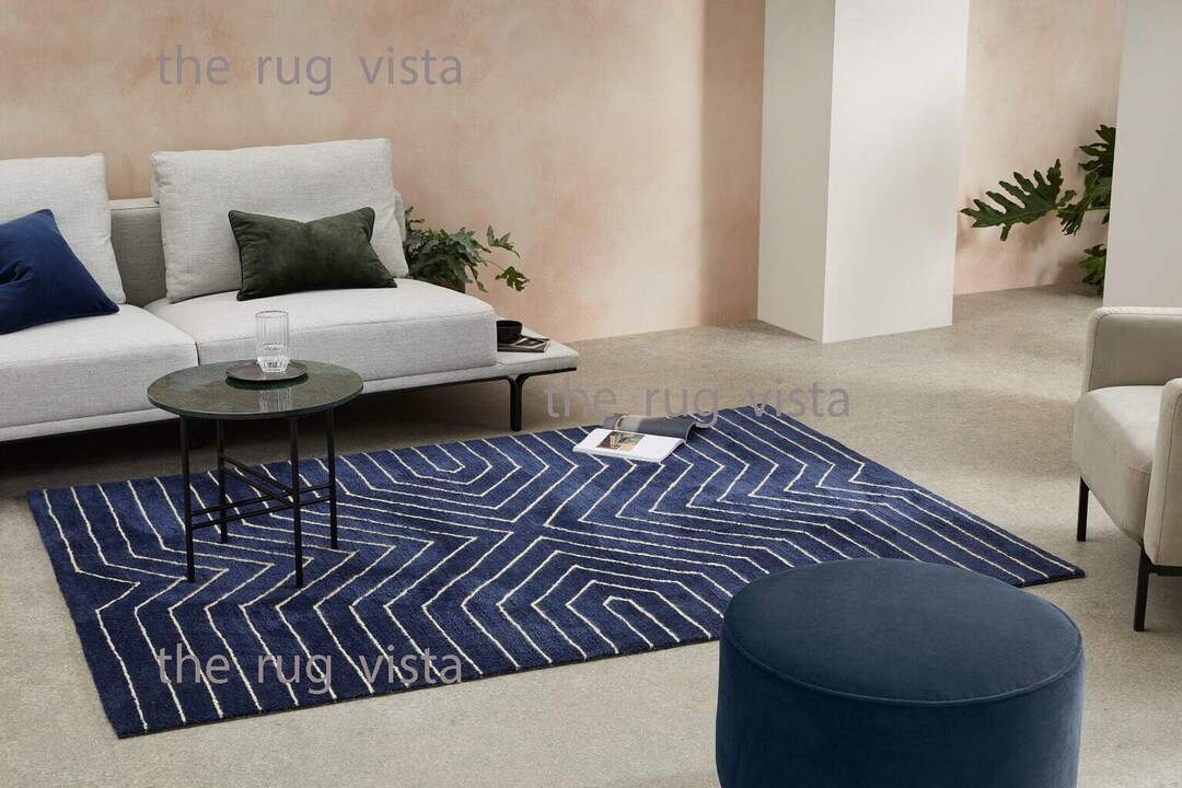 Hand Tufted Rug Multi Designer Blue Colored Rudzi Abstract 5x8 6x9 7x10 ...