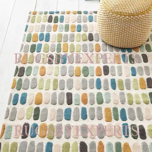 Hand Tufted Green Rug Modern High Low Rug Pebble Rug Multi Colored Rug ...