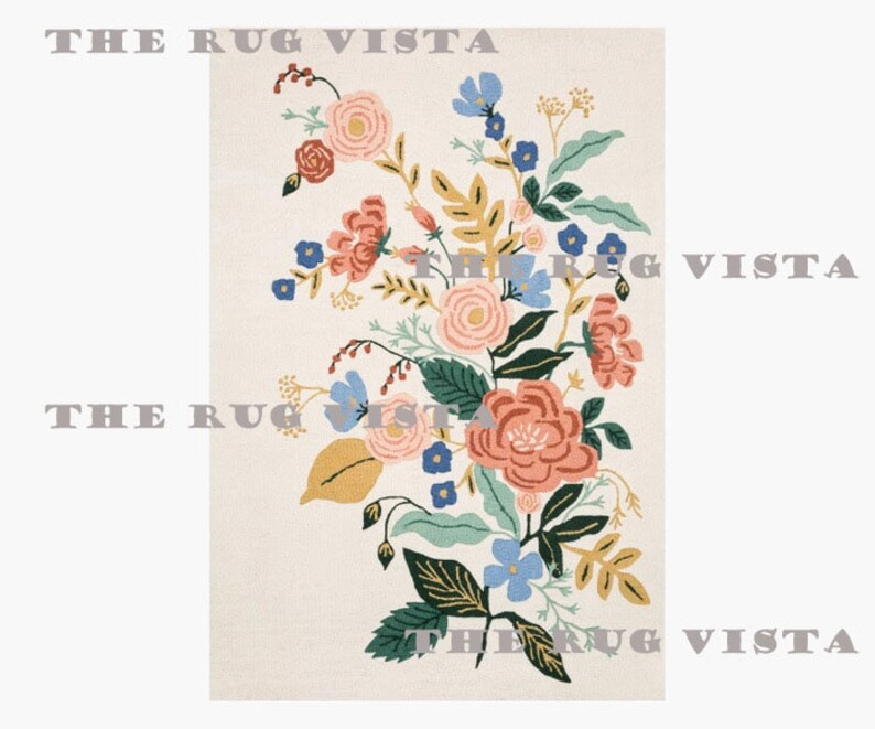 Hand Tufted Rug Les Fleurs Floral Vines Ivory Wool-hooked Rug Floral ...