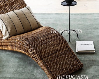 Hand Tufted Rug Classic Solid Wool Rug Sage Green Hand Tufted Woolen ...