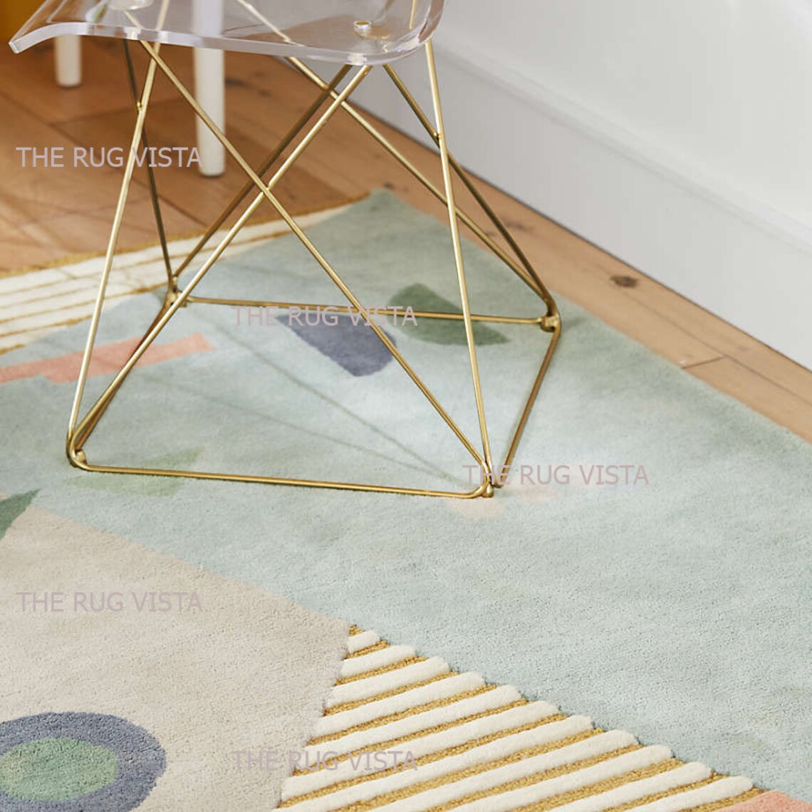 Hand Tufted Rug Modern Rug Loop Cut Rug Grey Blue Rug Living - Etsy