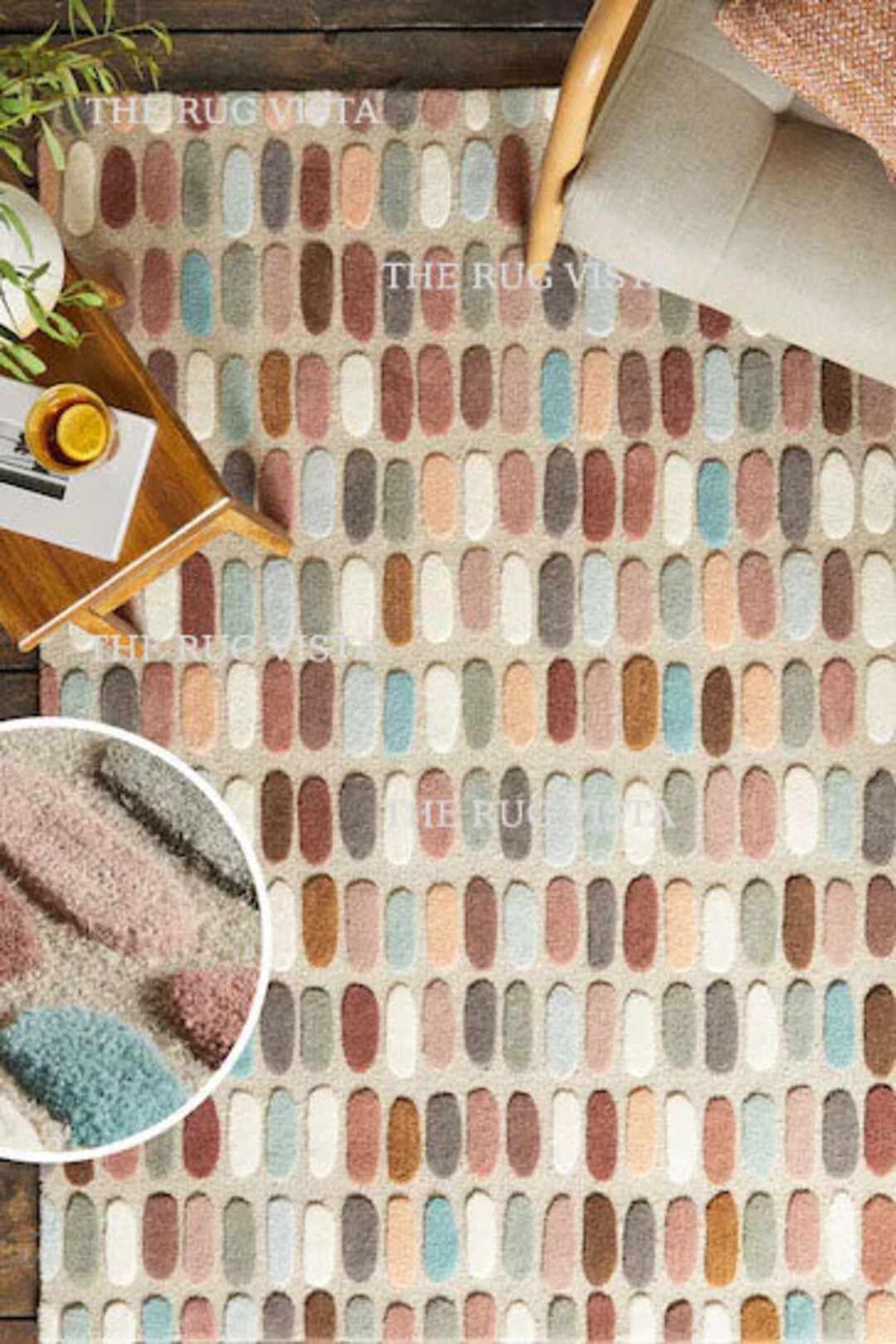 Hand Tufted Terracotta Rug Modern High Low Rug Pebble Rug Multicolor ...