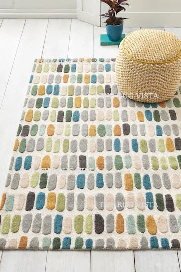 Hand Tufted Green Rug Modern High Low Rug Pebble Rug Multi - Etsy