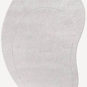 Hand Tufted Rug Kidney Shaped Bean Shaped Pearl White Rug Hand Tuft ...