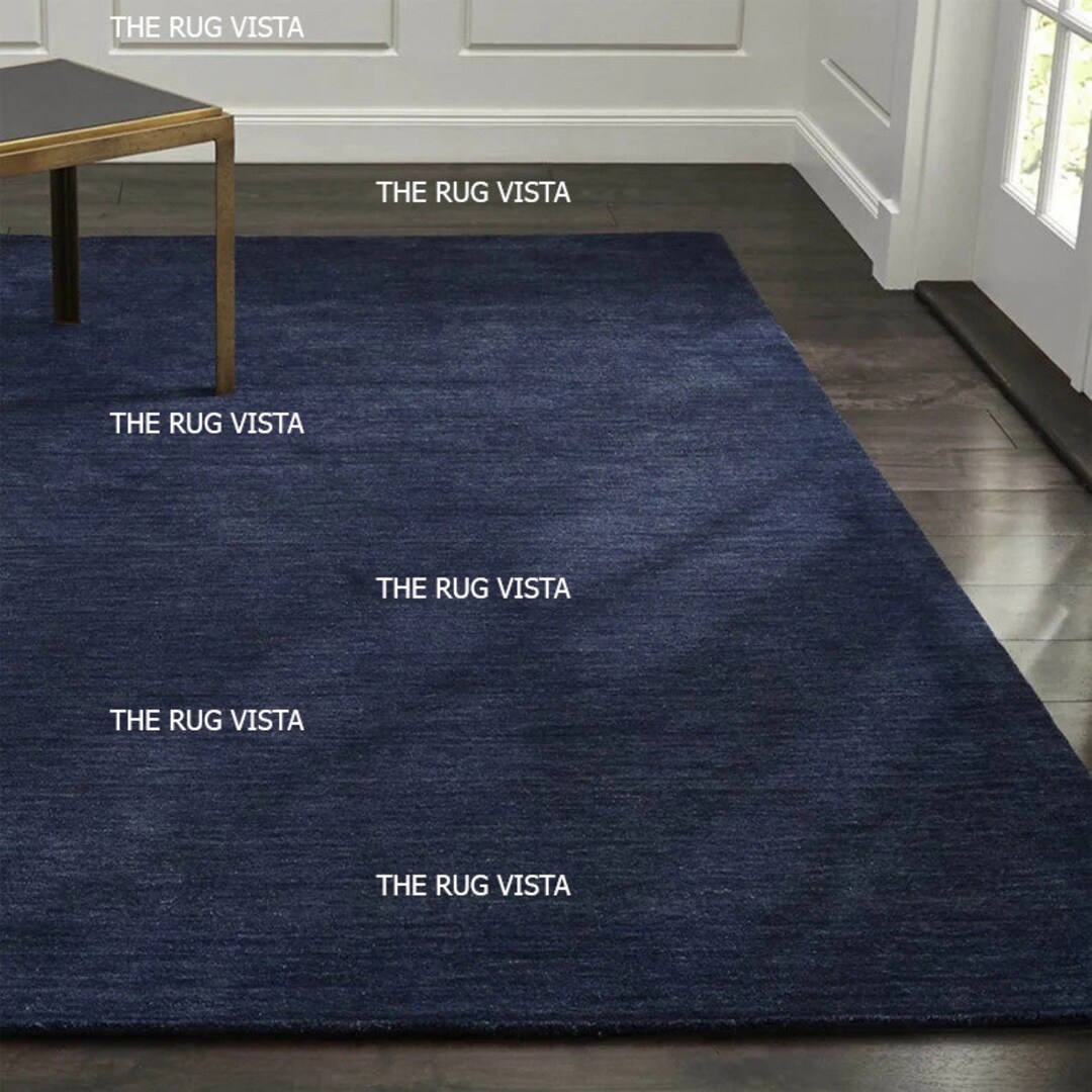 Hand Tufted Rug Solid Colored Baxter Rug Indigo Blue CB Rug 5x8 6x9 ...